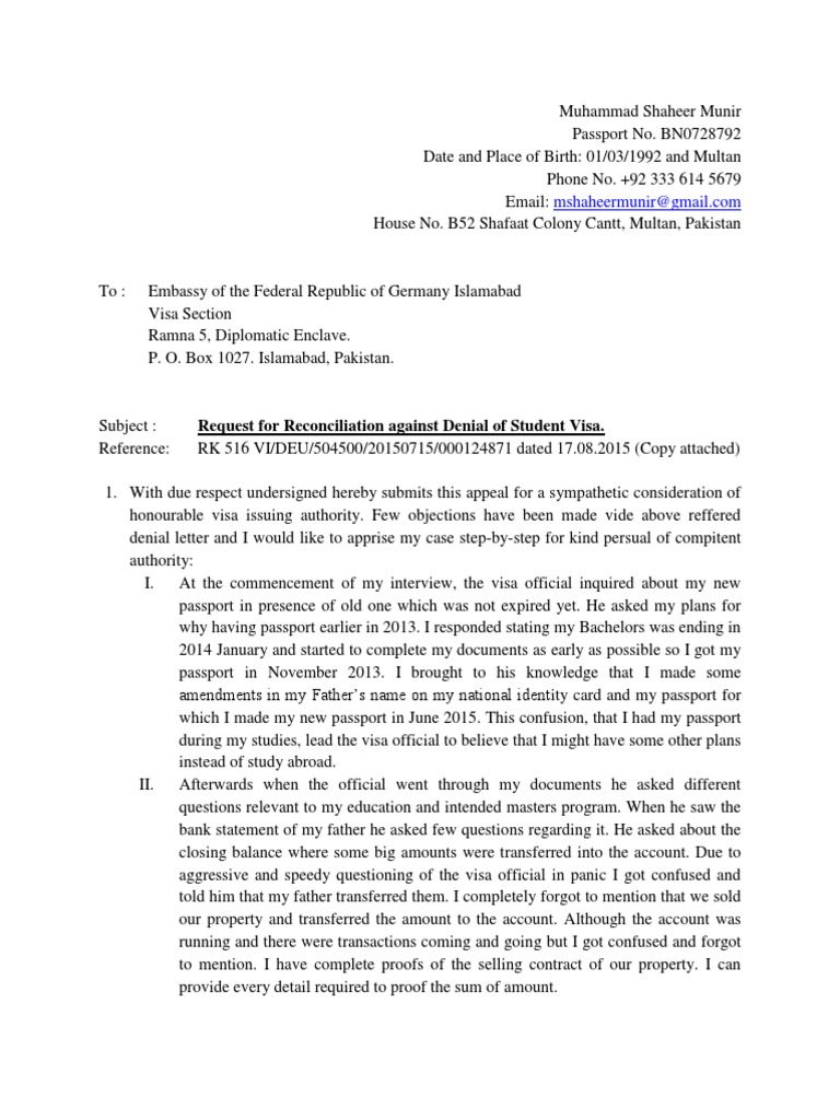 Reconciliation Letter | PDF | Travel Visa | Passport