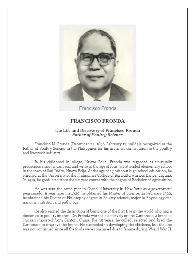 Francisco Fronda | PDF | Poultry | Academic Degree