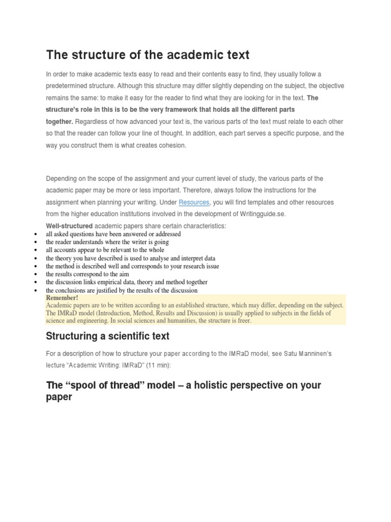 The Structure of The Academic Text | PDF | Validity (Statistics ...
