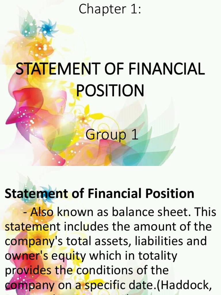 Statement of Financial Position: Group 1 | PDF | Balance Sheet | Equity ...