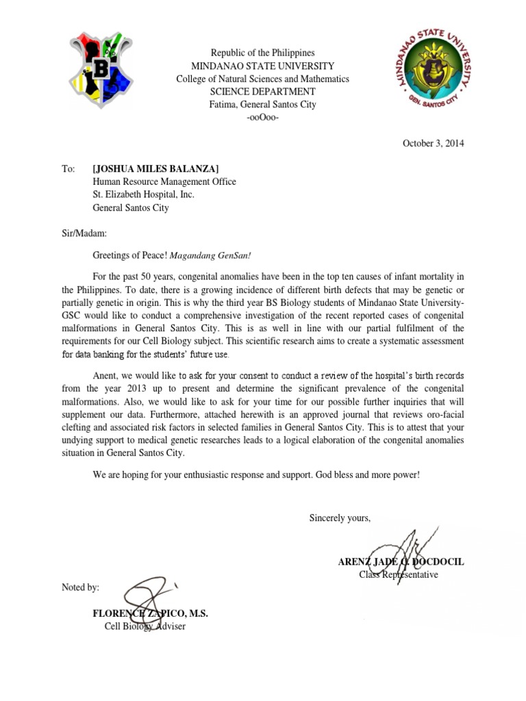 Letter To Hospitals | PDF