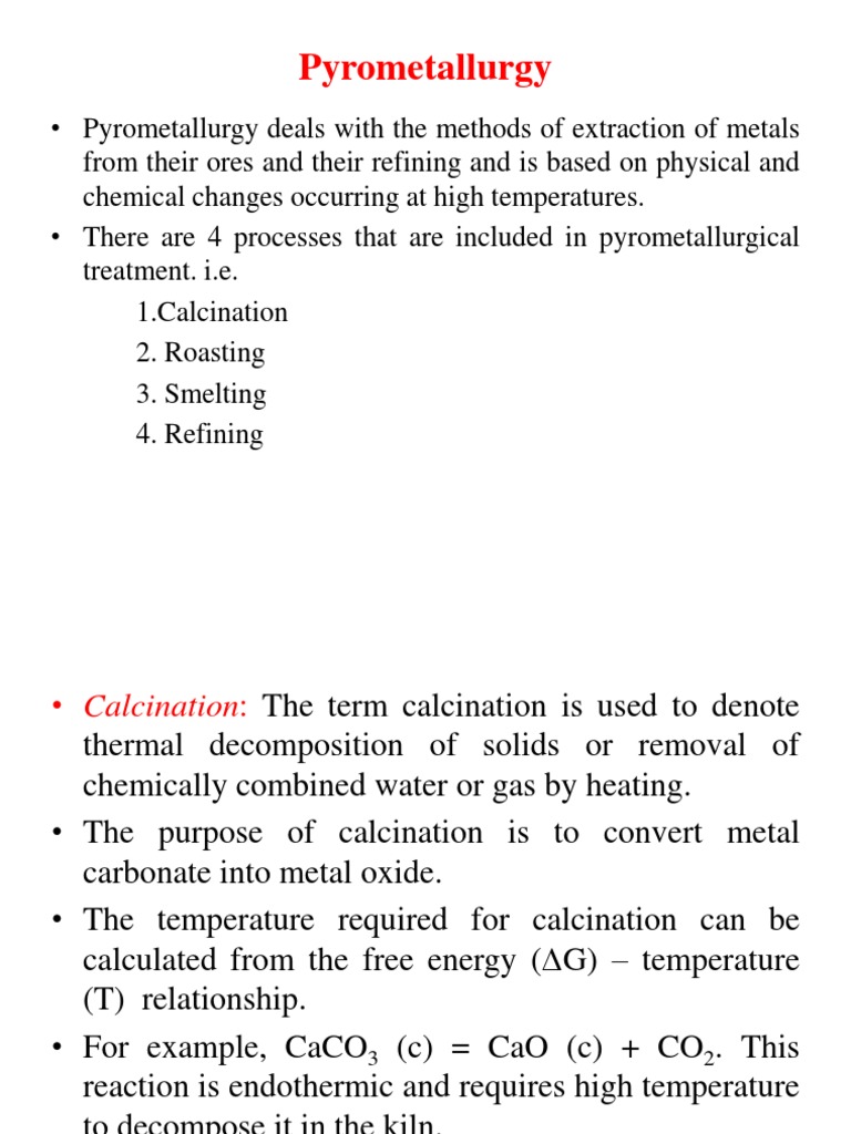 Introduction To Pyro Metallurgy | PDF | Smelting | Redox