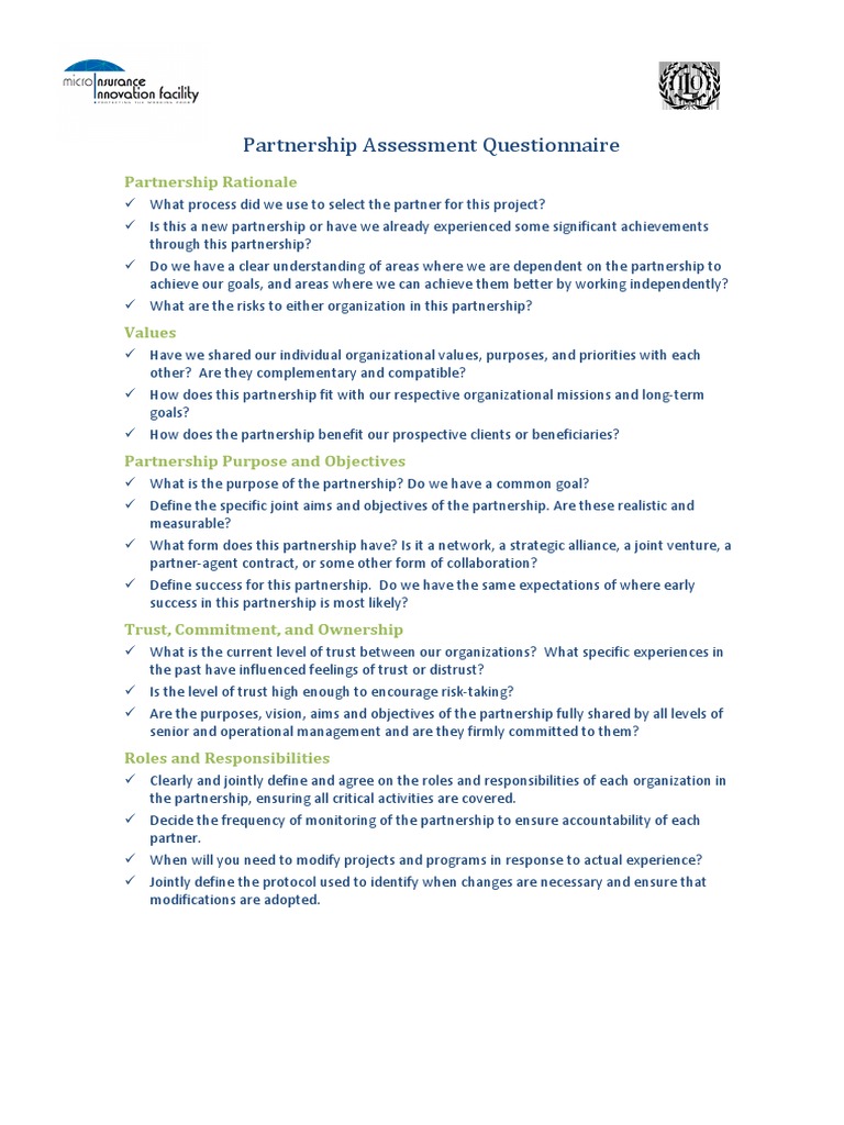 Partnership Assessment Questionnaire | PDF | Partnership | Risk