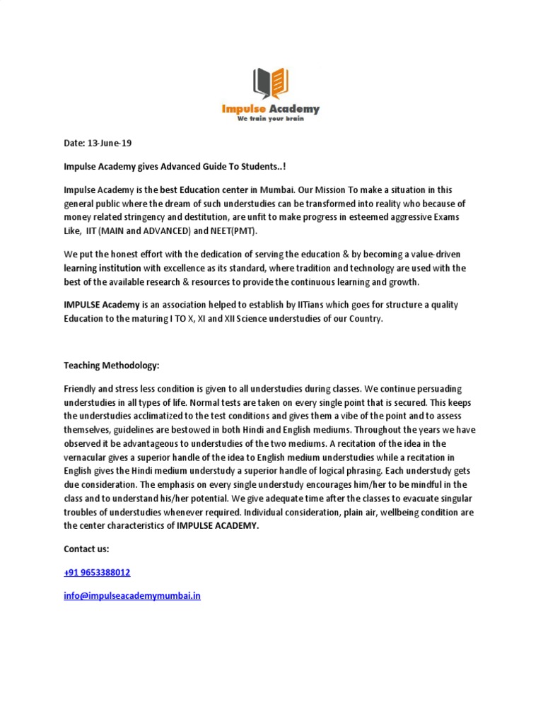 Impulse Academy - Best Education Center | PDF
