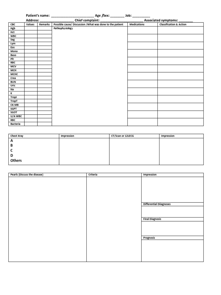 Patient Assessment and Diagnosis Template | PDF