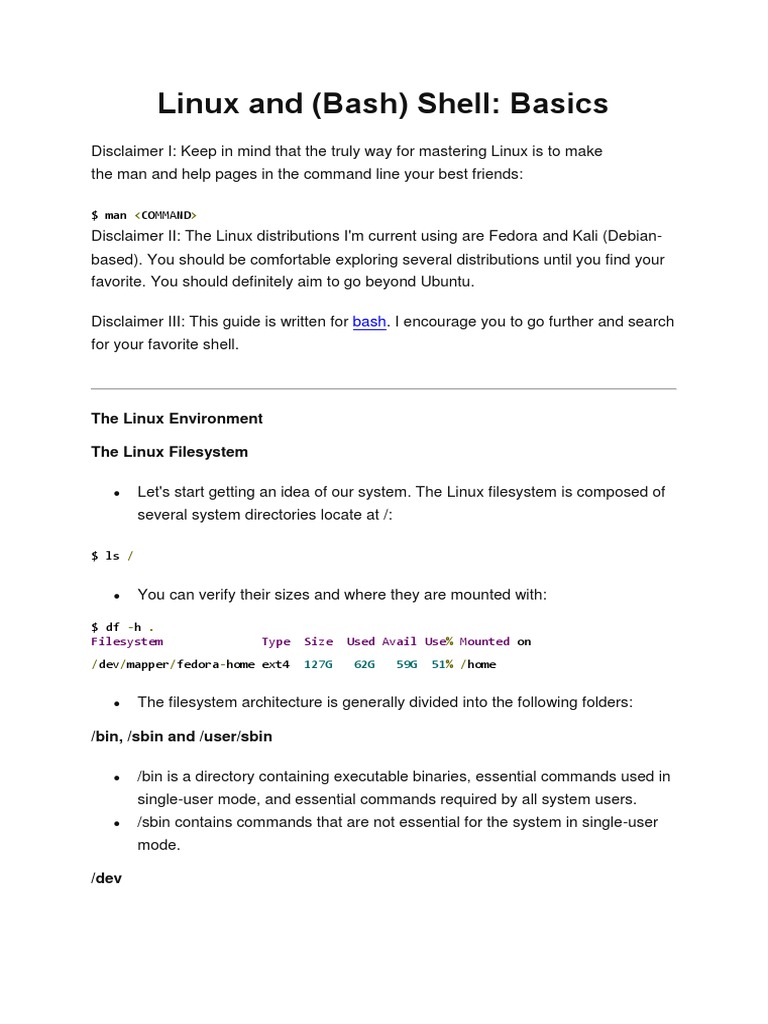 Linux and (Bash) Shell Basics | PDF | Computer File | Text File