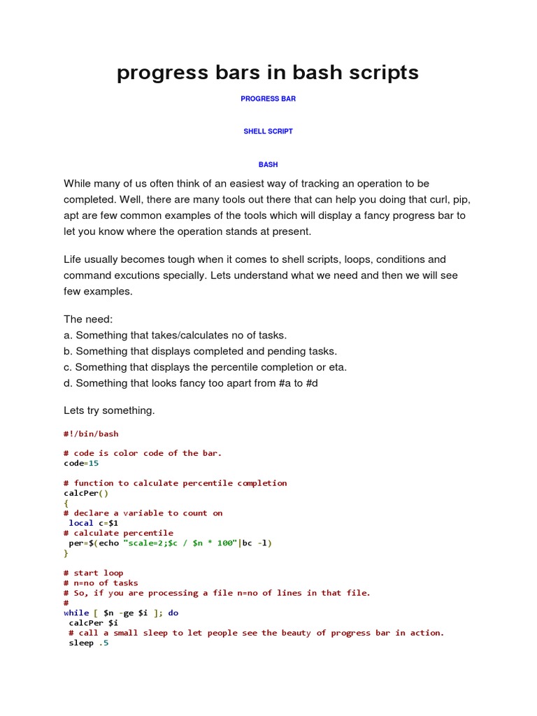 Progress Bars in Bash Scripts | PDF