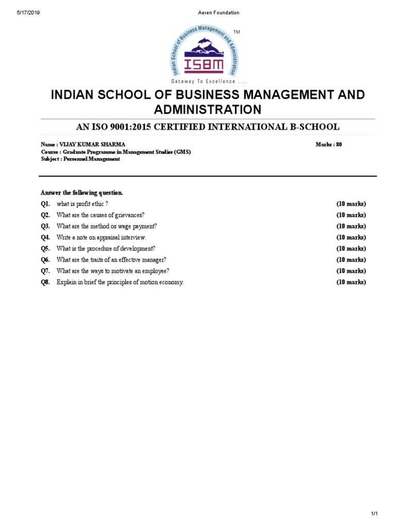 Personnel Management Strategies and Techniques: Answers to Common Exam ...