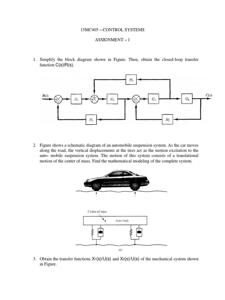15MC405 Control System Assignment 1 | PDF