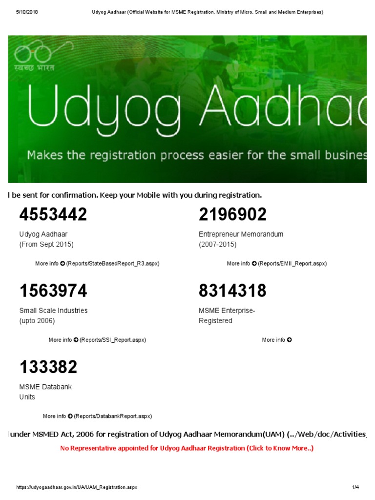 Udyog Aadhaar (Official Website For MSME Registration, Ministry of Micro, Small and Medium ...
