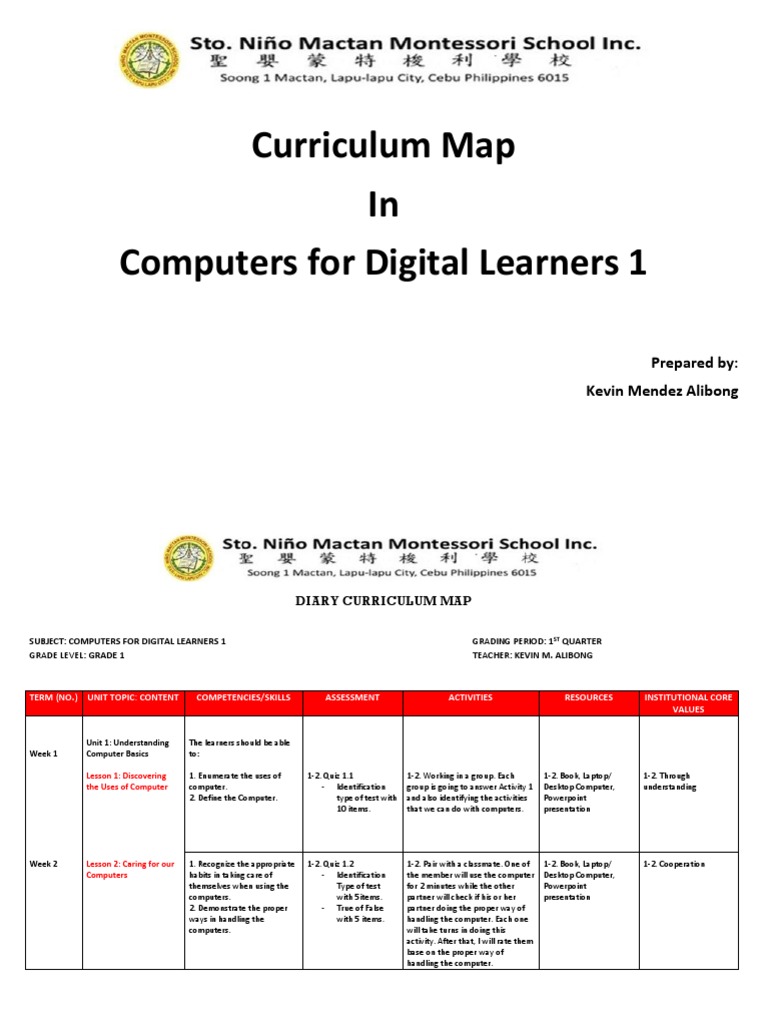 Grade 1 - First Grading-CURRICULUM-MAP | PDF | Computing | Behavior Modification