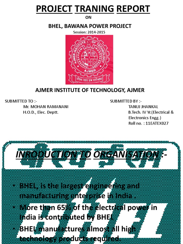 Bhel, Bawana Power Project: Session: 2014-2015 | PDF | Electric ...
