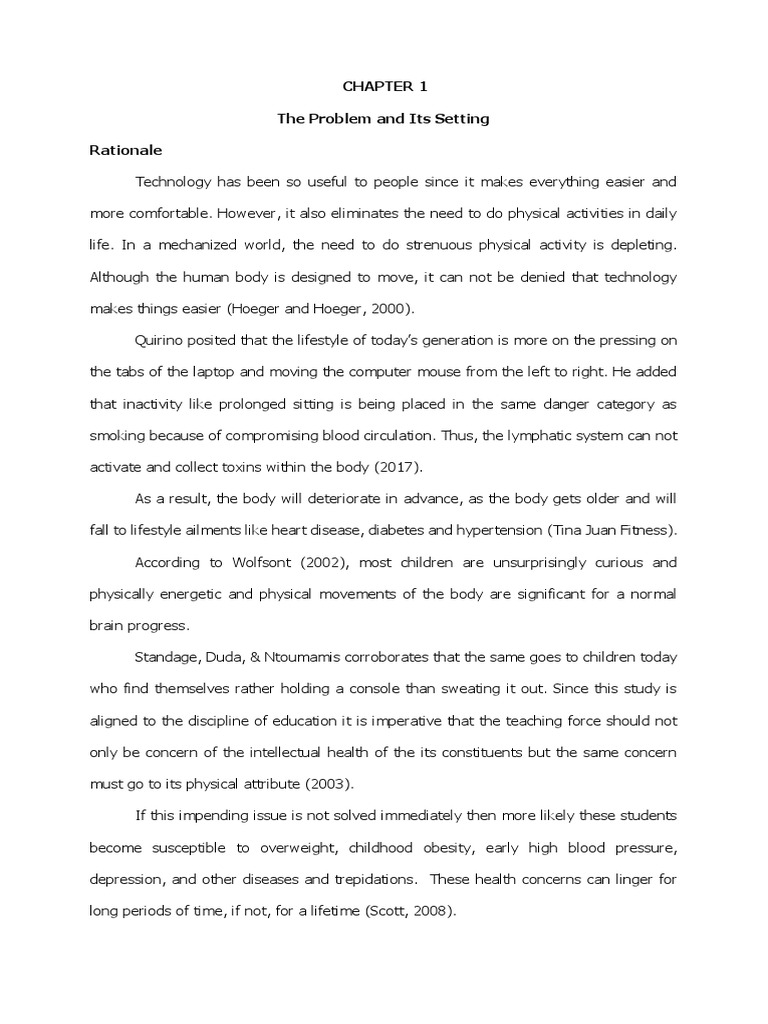 The Problem and Its Setting Rationale | PDF | Physical Fitness ...