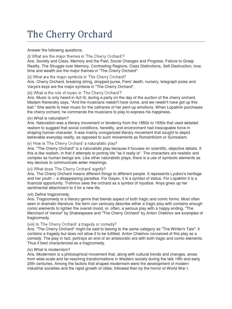 The Cherry Orchard | PDF | Realism (Arts) | Tragedy