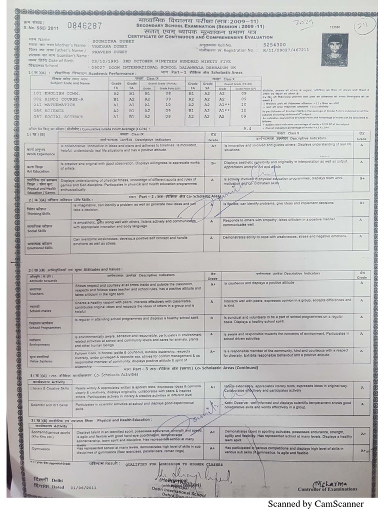 Class X Marksheet | PDF