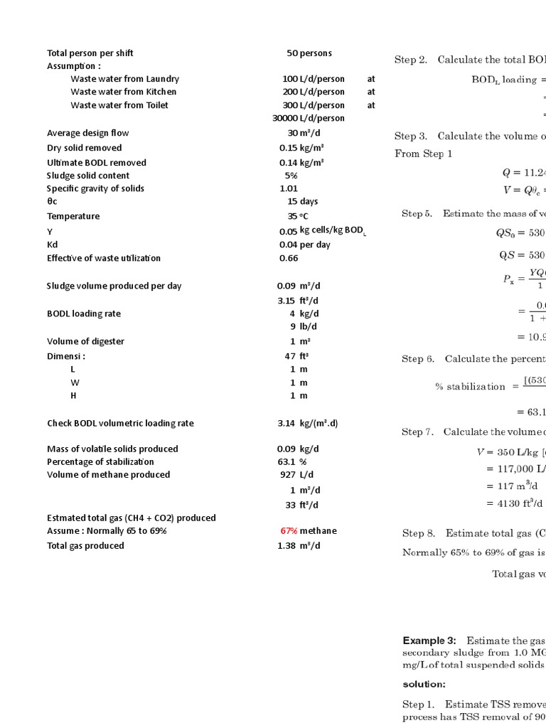 Anaerobic Digester Design and Calculation | PDF | Anaerobic Digestion ...