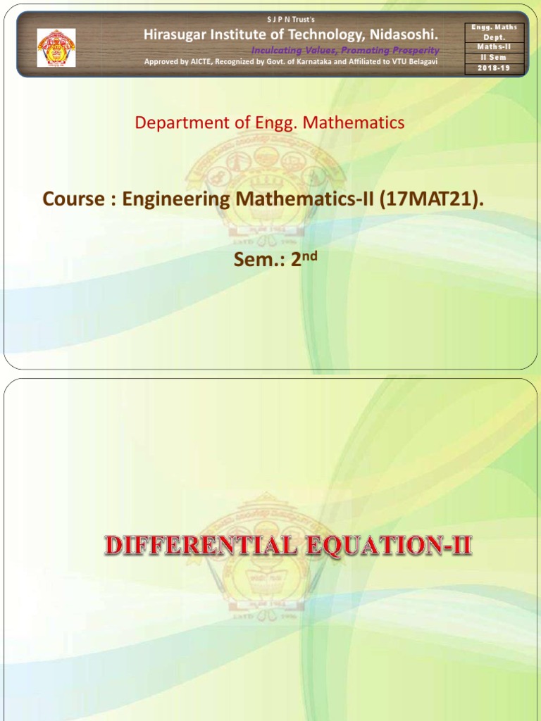 Course: Engineering Mathematics-II (17MAT21) - Sem.: 2: Department of ...