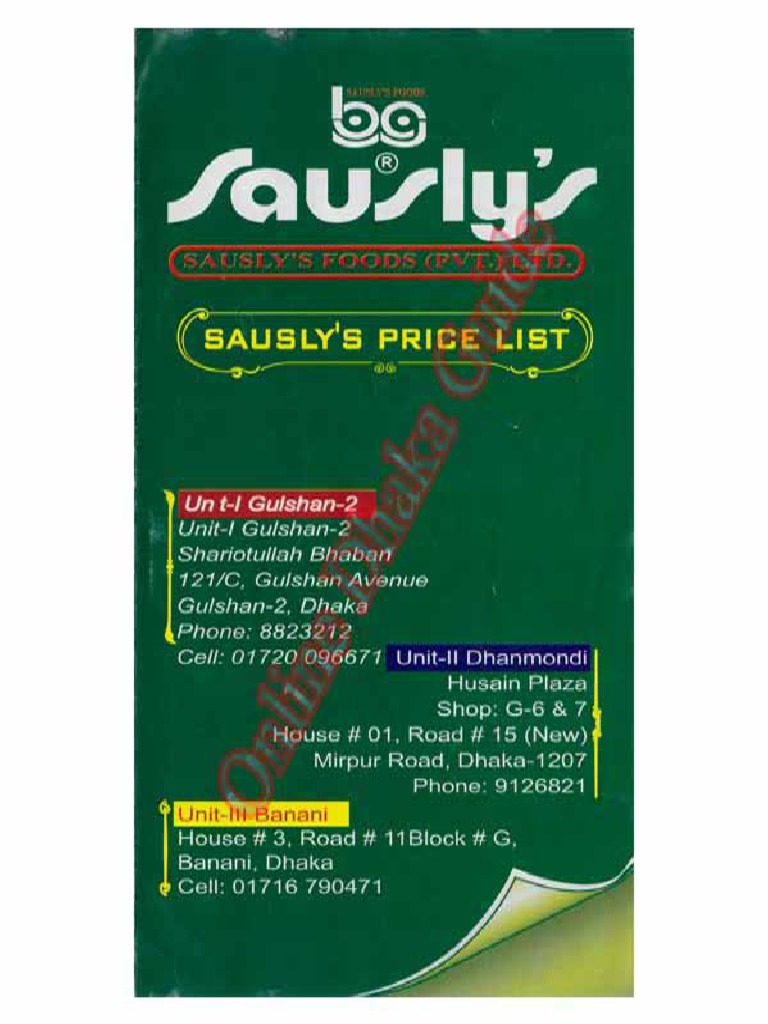 Sauslys Food PVT LTD Online Dhaka Guide | PDF