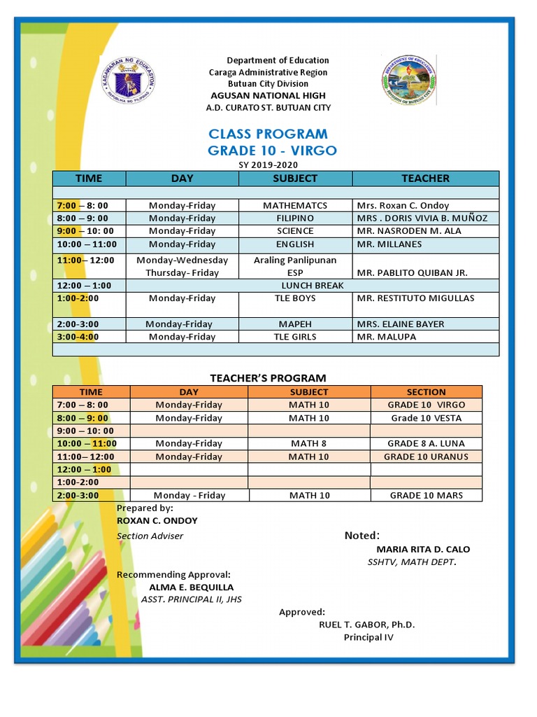 Class Program 2019 2020 | PDF