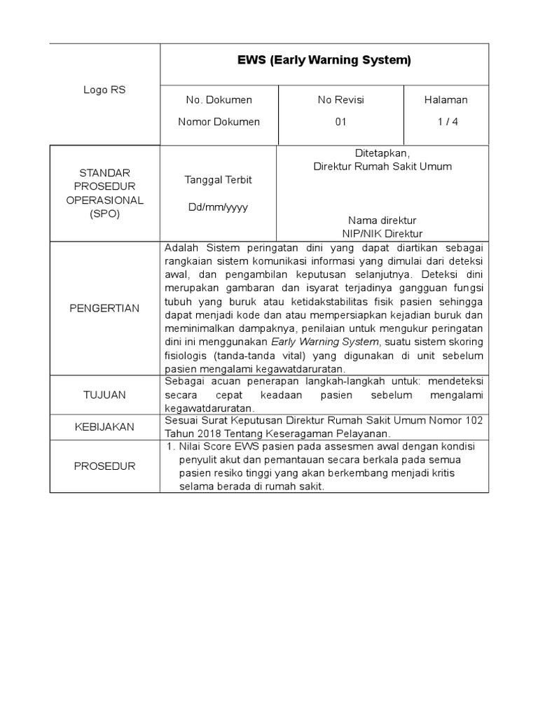 SPO EWS (Early Warning System) | PDF