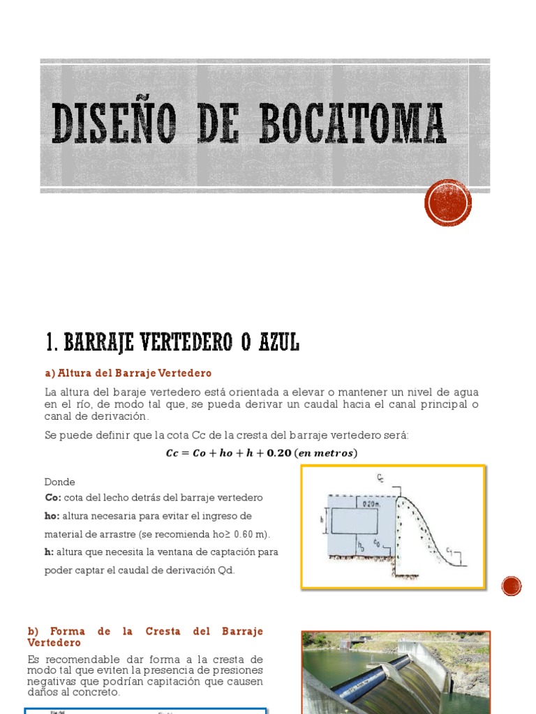 Diseño de Bocatoma | PDF | Río | Permeabilidad (Ciencias de la Tierra)