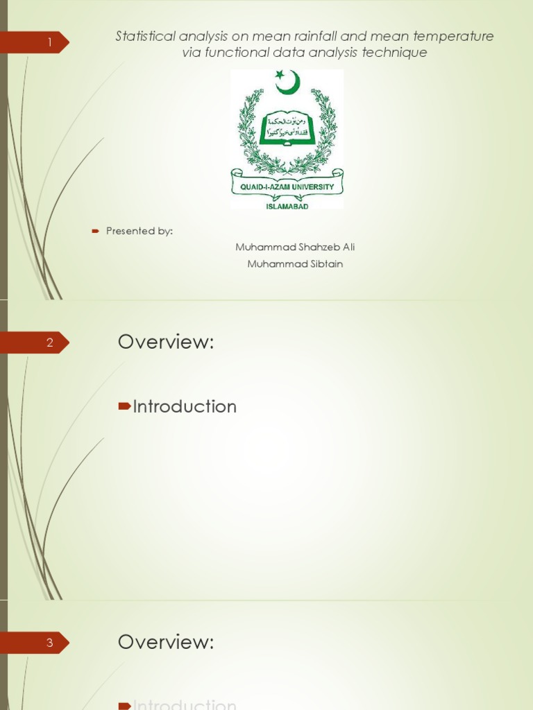 Statistical Analysis On Mean Rainfall and Mean Temperature Via Functional Data Analysis ...