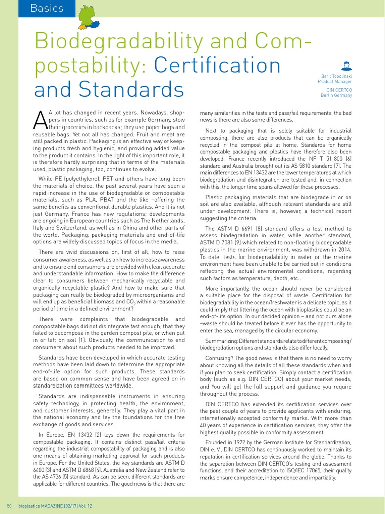 Biodegradability & Compostability Standards | PDF | Biodegradation | Plastic