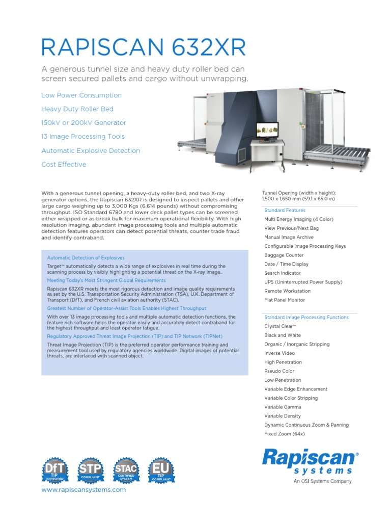24 Rapiscan 632XR Datasheet | PDF | X Ray | Pallet