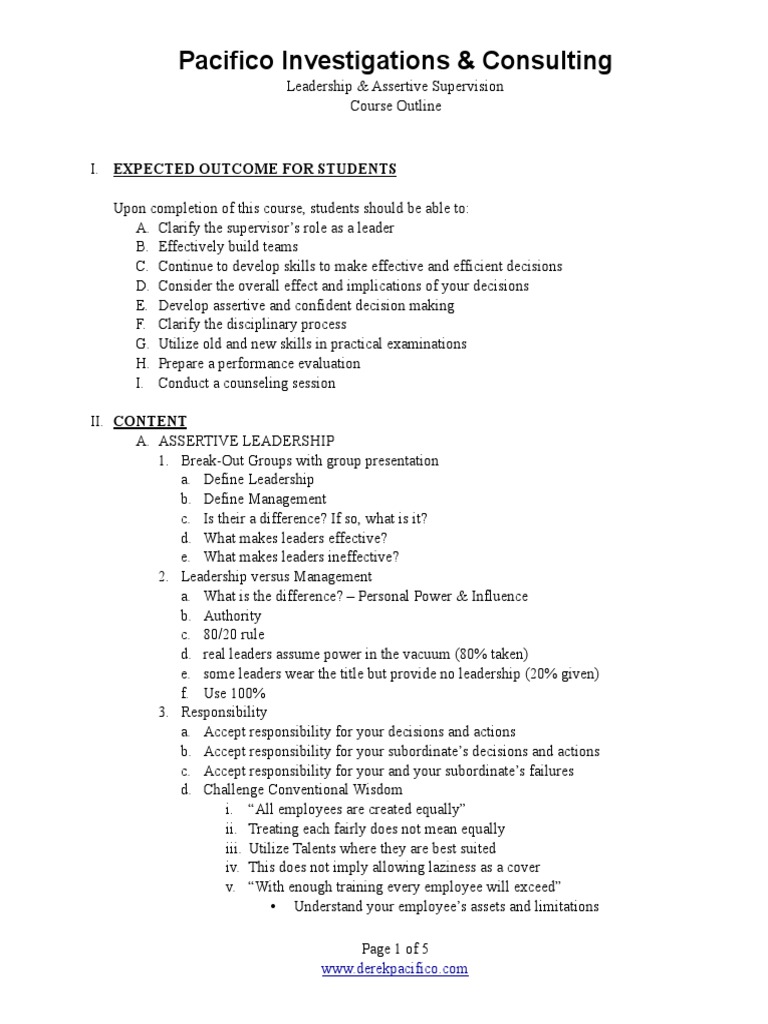 Leadership Outline | PDF | Leadership | Goal