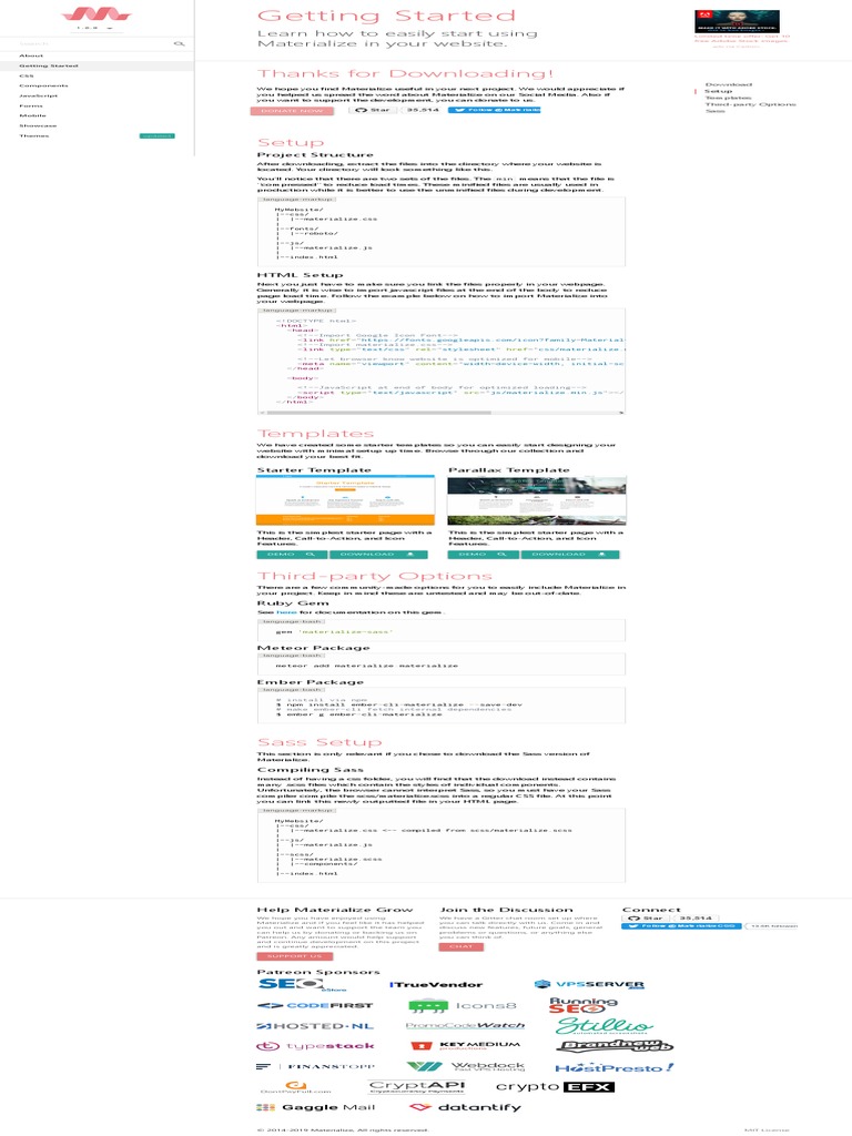 Getting Started - Materialize PDF | PDF | Web Page | Websites