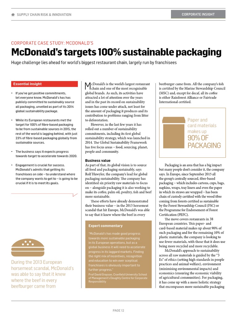Corporate Case Study Mcdonald's | PDF | Mc Donald's | Sustainability