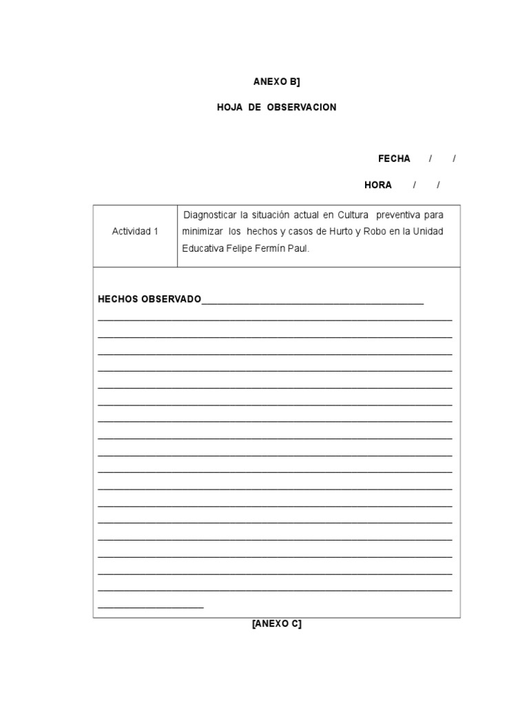 Modelo de Hoja de Observacion | PDF | Aprendizaje | Modificación de ...