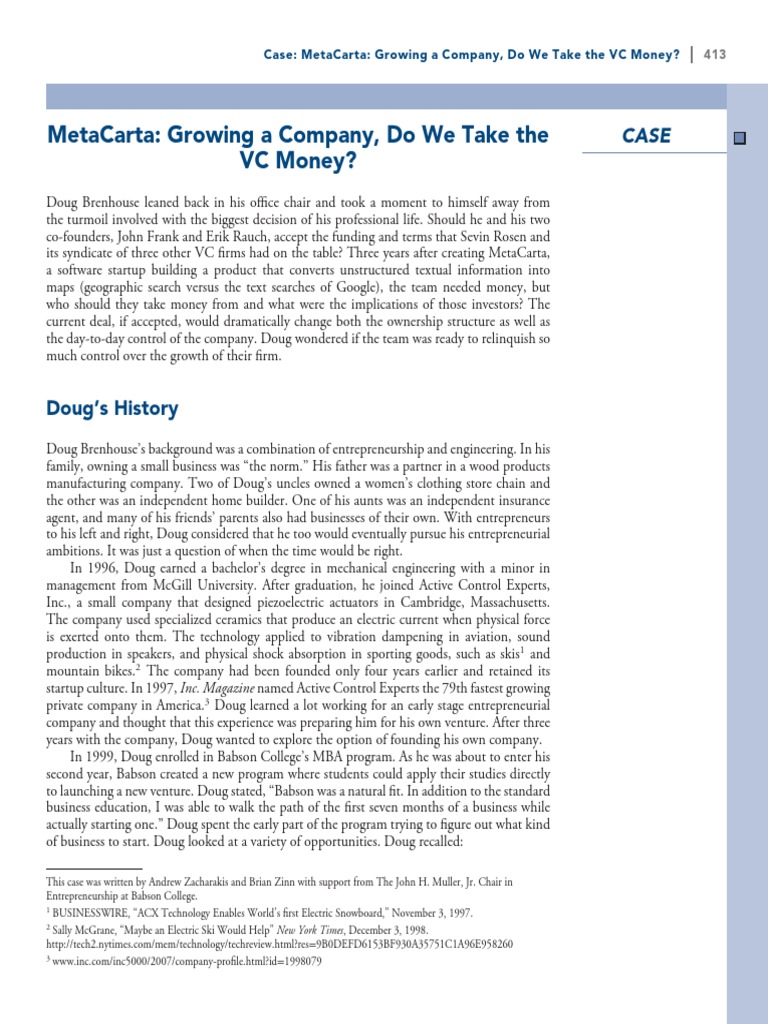 Case MetaCarta | PDF | Angel Investor | Venture Capital