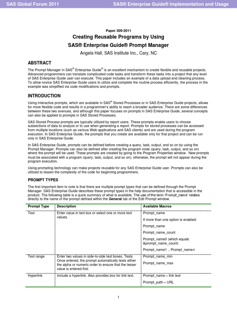 Prompts PDF | PDF | Sas (Software) | Command Line Interface