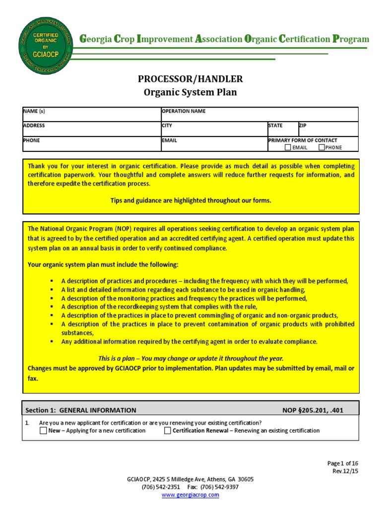 Organic System Plan for Certification | PDF | Pest Control | Nature