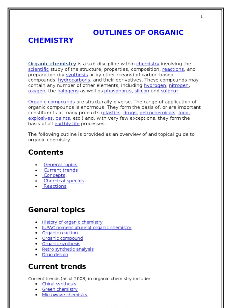 Outlines of Organic Chemistry | PDF | Heterocyclic Compound | Organic ...