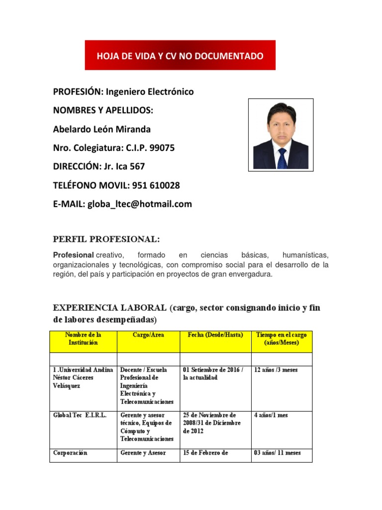 C.V. Abelardo León Miranda | PDF | Universidad | Perú