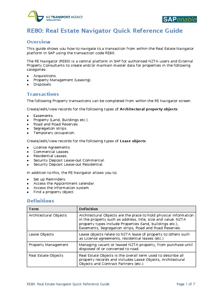 NAV6 RE80 Real Estate Navigator QRG v1.0 BC | PDF | Lease | Icon ...