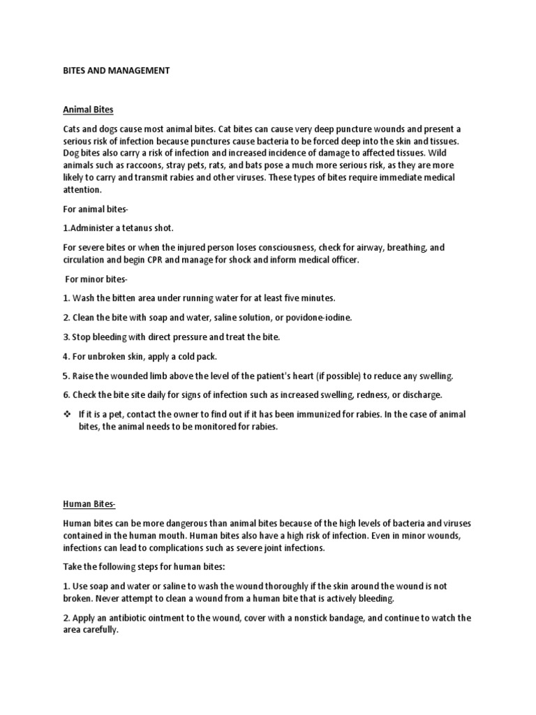 Bites and Management | PDF | Rabies | Clinical Medicine