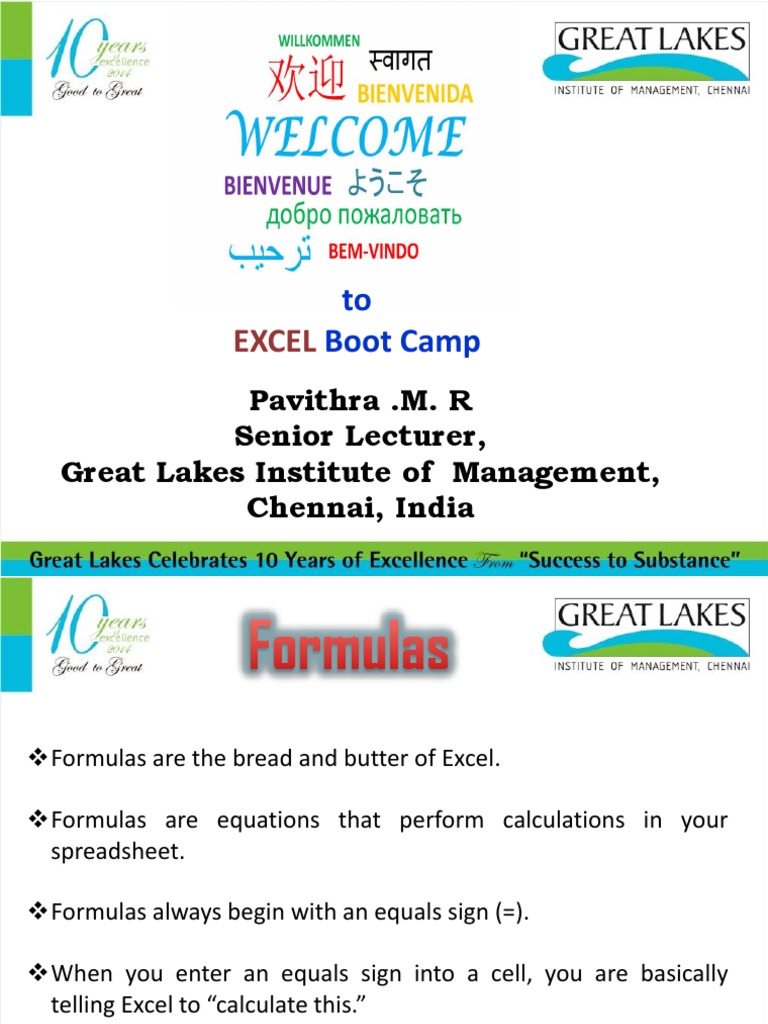 Excel: To Boot Camp | PDF | Mean | Statistics