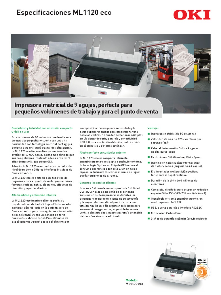 Oki Ml1120 Eco | PDF | Impresora (Computación) | Tecnología de medios