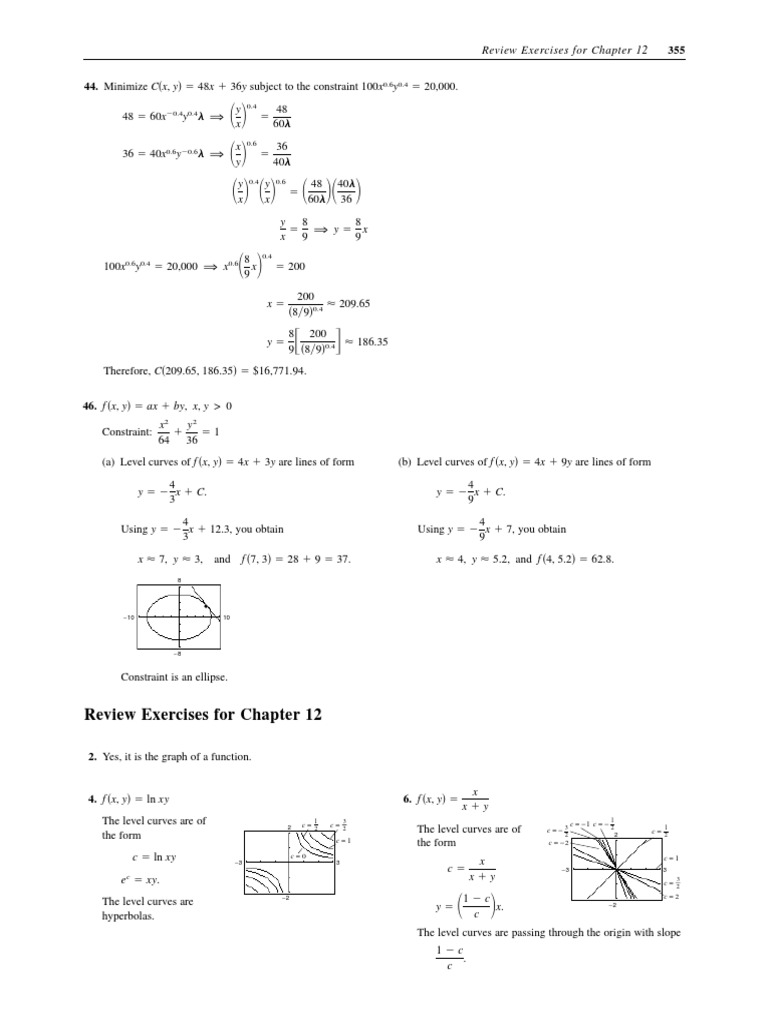 Review Exercises For Chapter 12 | PDF | Maxima And Minima | Plane ...