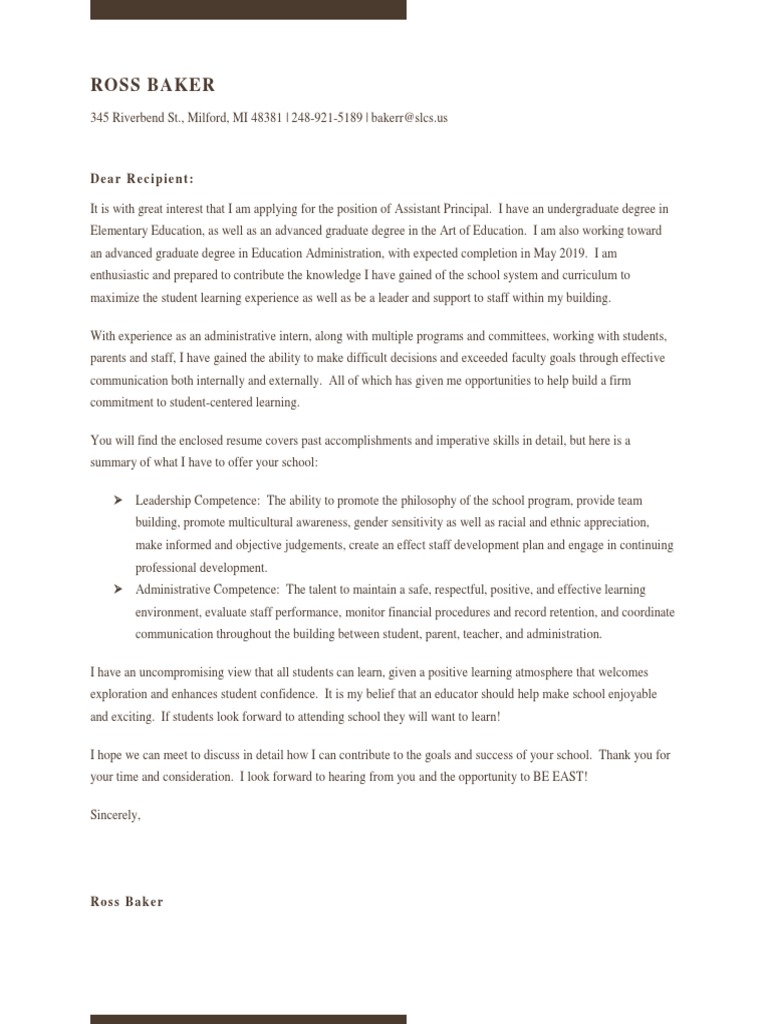 Ross Baker Cover Letter 2019 1 | PDF