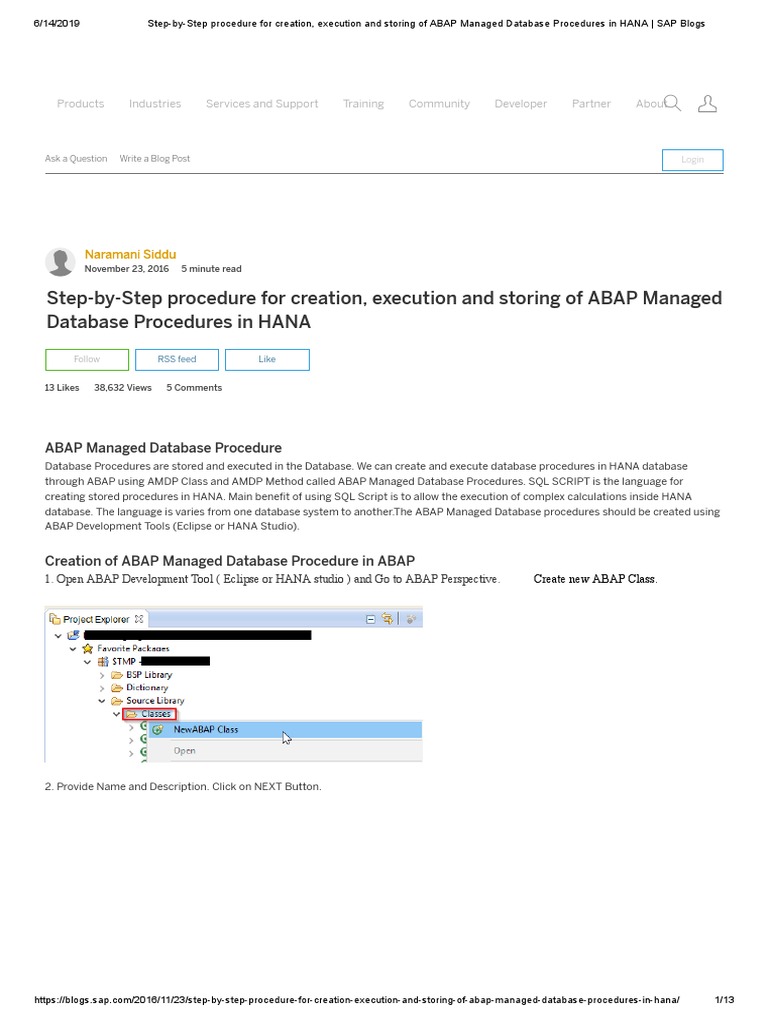 Step-By-Step Procedure For Creation, Execution and Storing of ABAP Managed Database Procedures ...