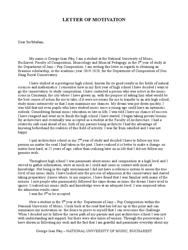 Letter of Motivation | Download Free PDF | Psychological Concepts | Cognition