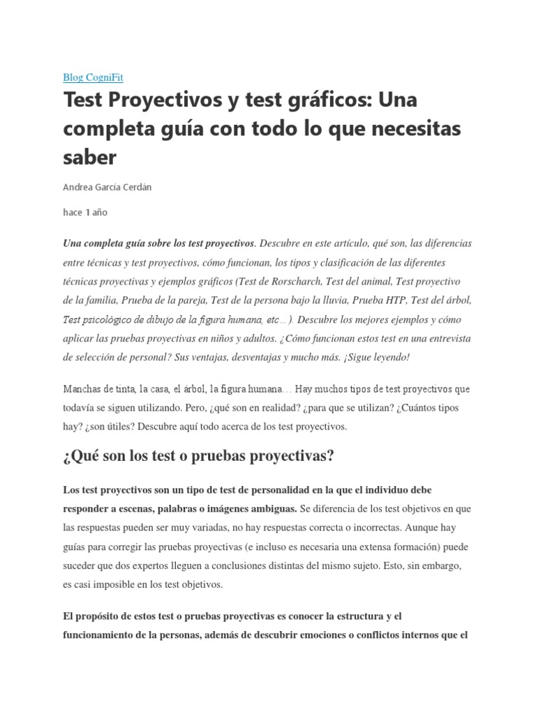 Test Proyectivos | PDF | Psicoanálisis | Sicología