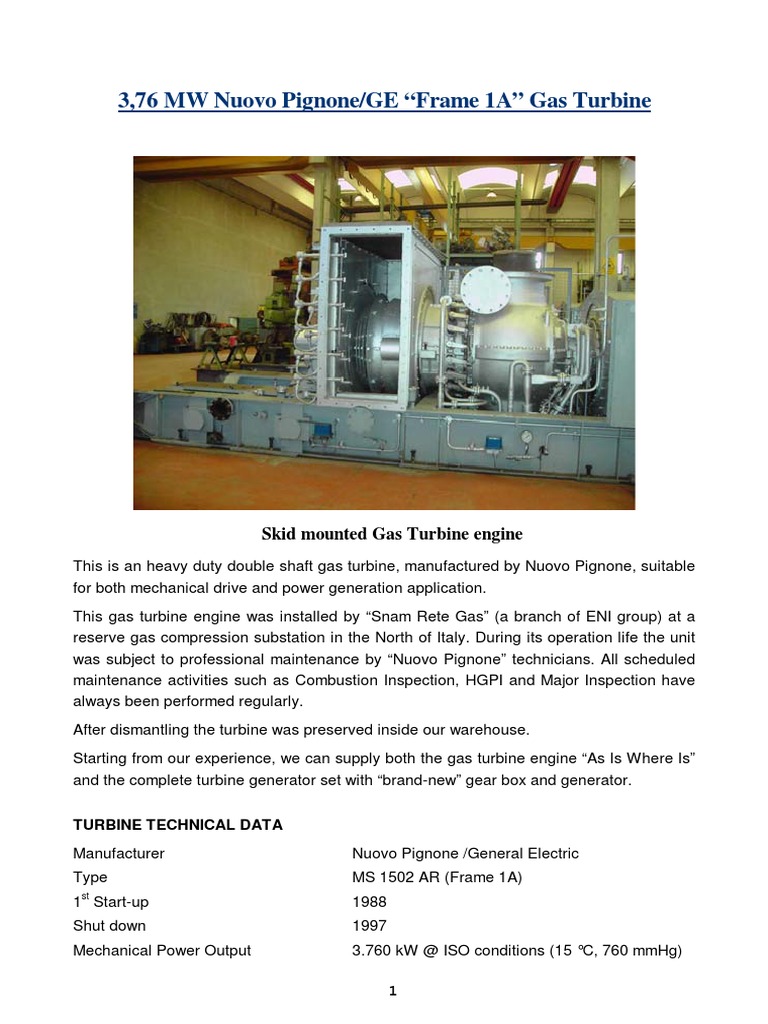 1490276652-3760 KW - GE Frame 1A Gas Turbine | PDF