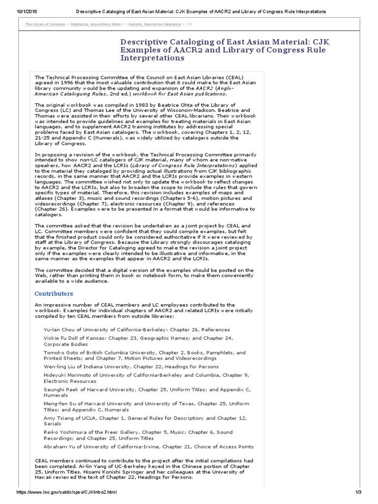 Descriptive Cataloging of East Asian Material: CJK Examples of AACR2 ...