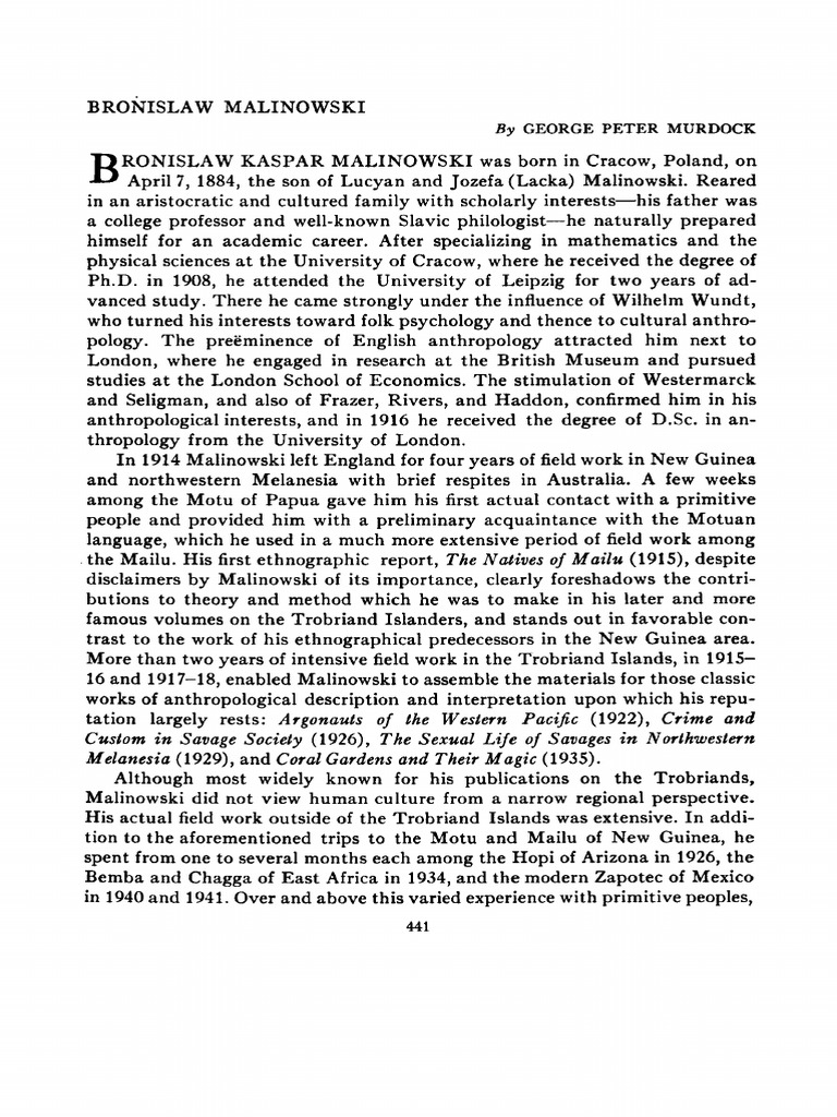 George Peter Murdock | PDF | Psychology | Anthropology