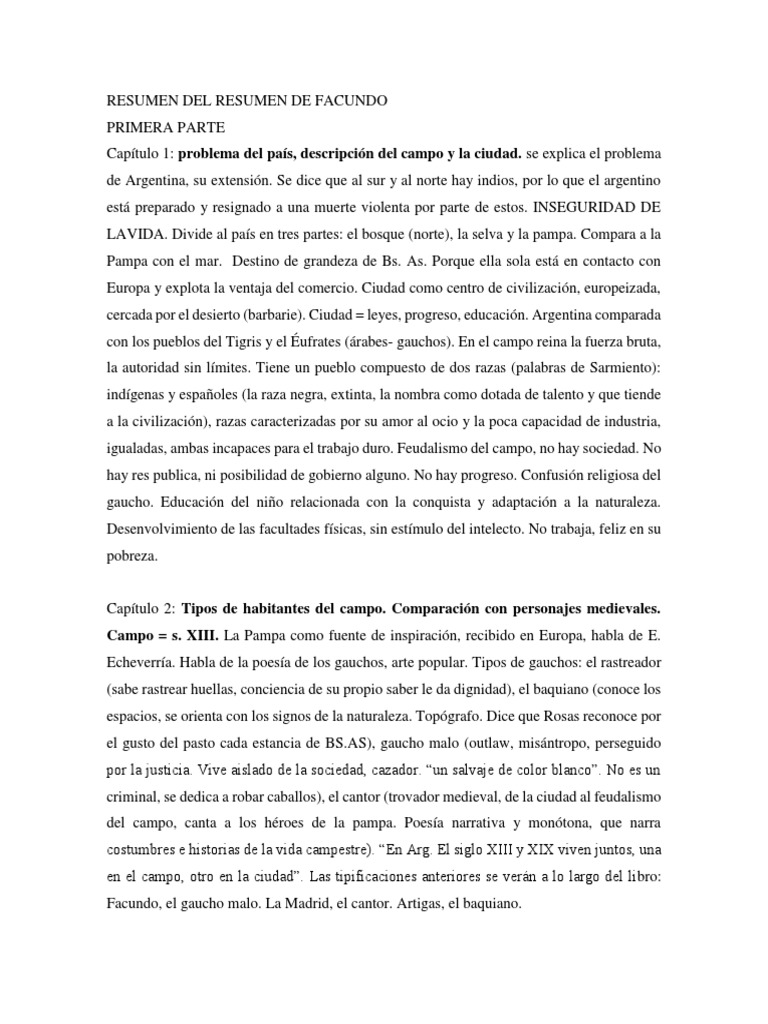 Facundo Resumen Por Capitulo | PDF | Argentina | Agitación